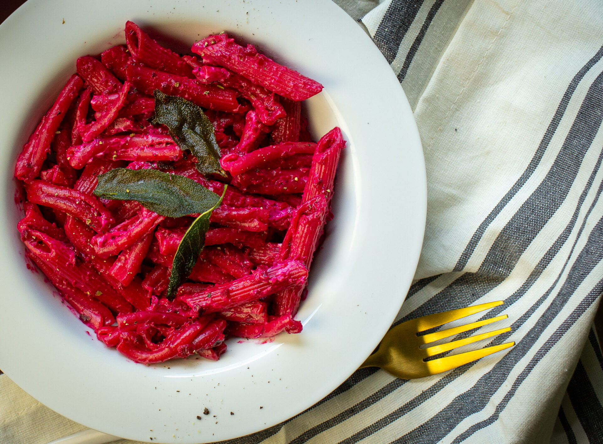 Roasted Beets and Goat Cheese Pasta - With Fried Sage Leaves - Liv Eats ...